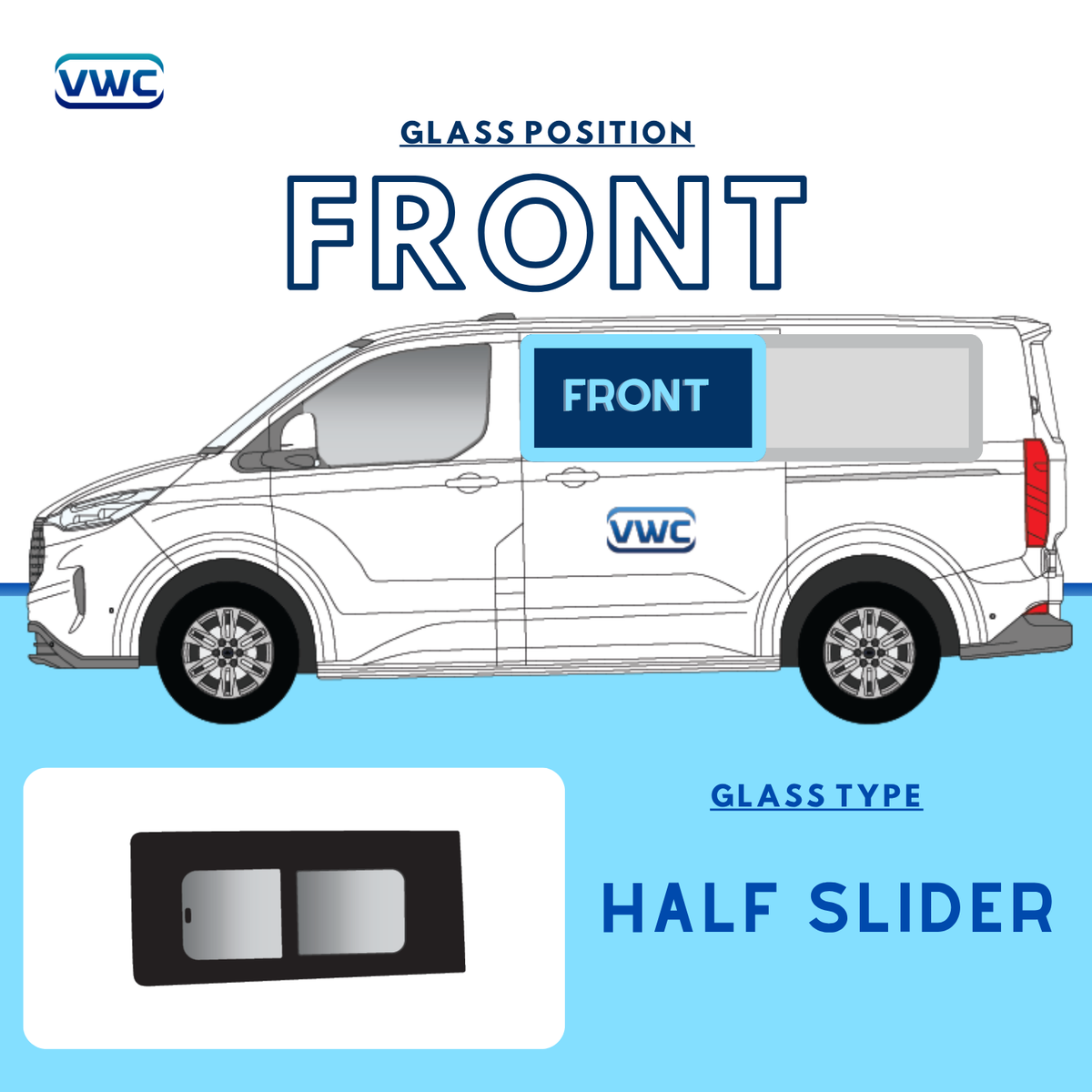 Volkswagen Transporter T7 2024-Current Left Passenger Side Window MWB ...